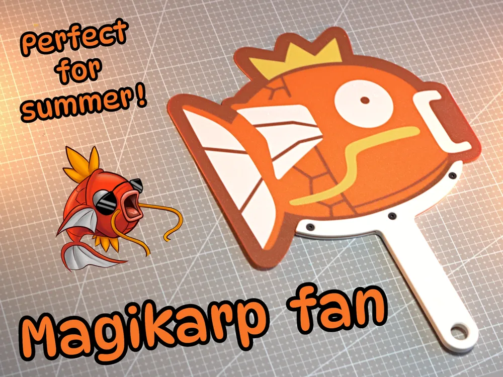 ¡Abanico de Magikarp: un abanico rígido de inspiración japonesa! por Renaar MakerWorld: Descarga ...