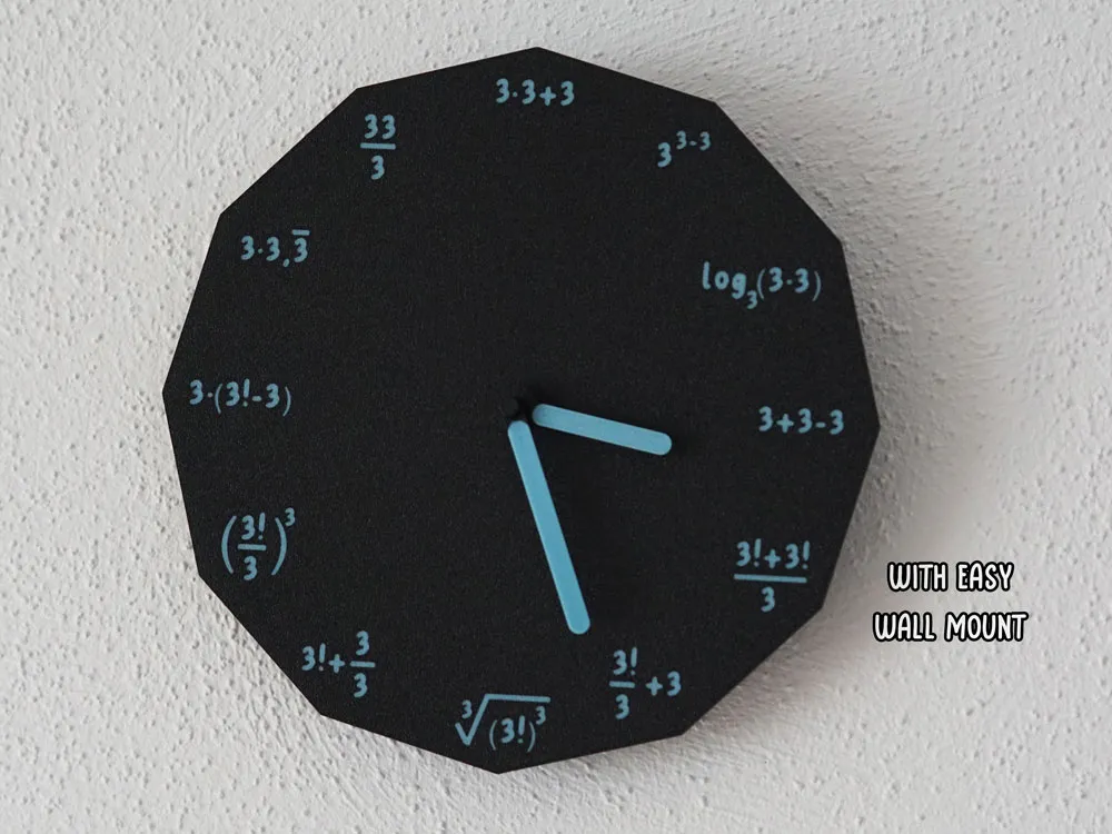 Math Clock 3 with easy wall mount helper by Fr33lab - MakerWorld