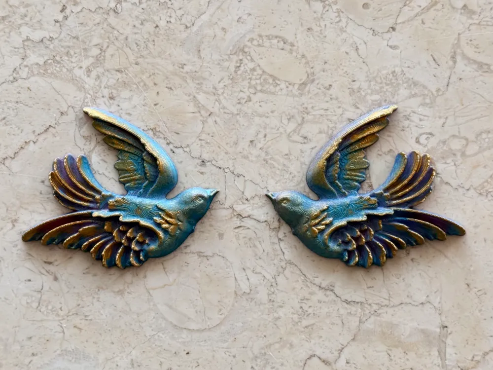 Decorative ornament, baroque style, patinated birds - Free 3D Print ...