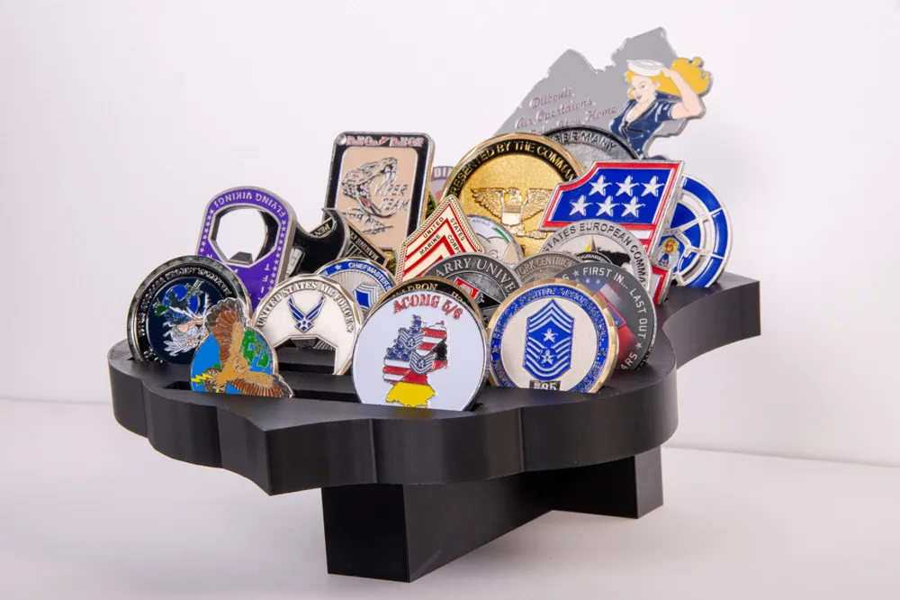 Badge Desk Challenge Coin Display - Free 3D Print Model - MakerWorld