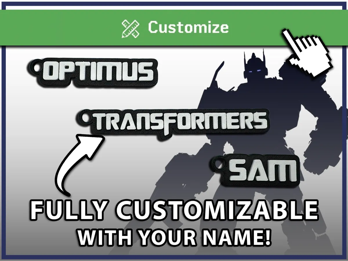 Transformers Font Customizable Keychain Maker - Free 3D Print Model ...