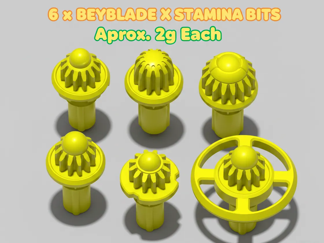 6 Beyblade X Stamina Bits - High Endurance Pack - Free 3D Print Model ...