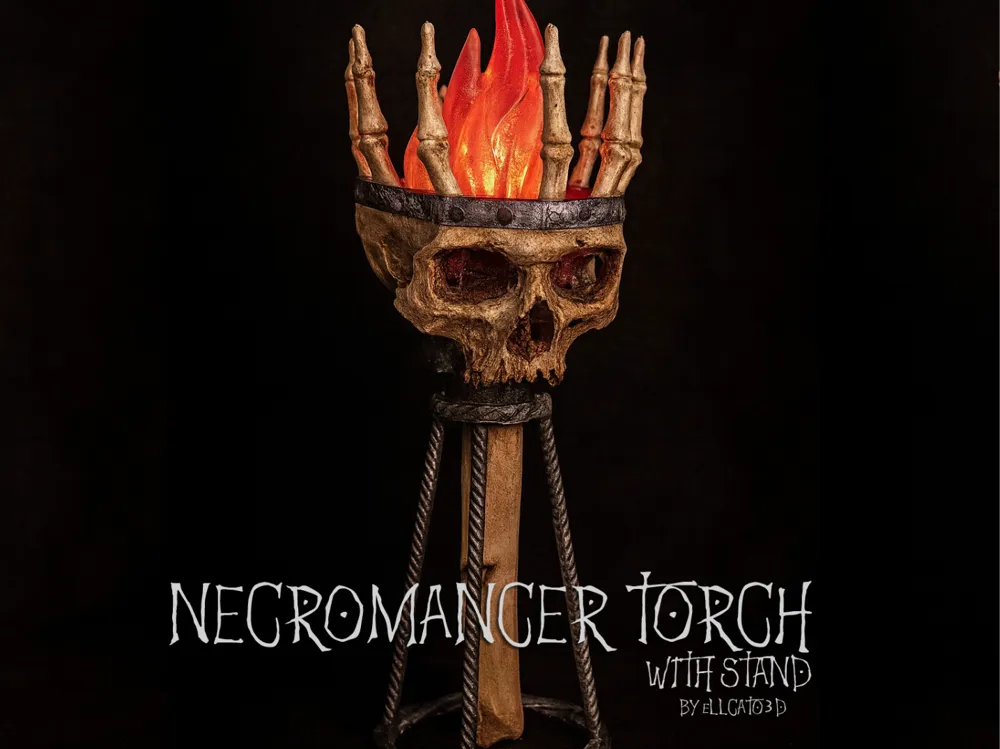 Necromancer Bone Death Dungeon Torch - Free 3D Print Model - MakerWorld