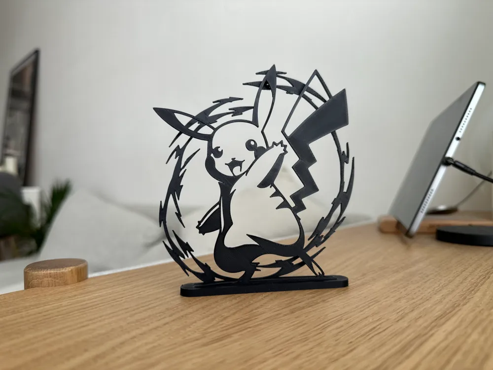 Pikachu Pokemon Detailed 2D Silhouette Wall Art by BluB - MakerWorld