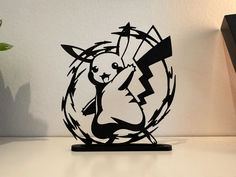 Pikachu Pokemon Detailed 2D Silhouette Wall Art by BluB - MakerWorld