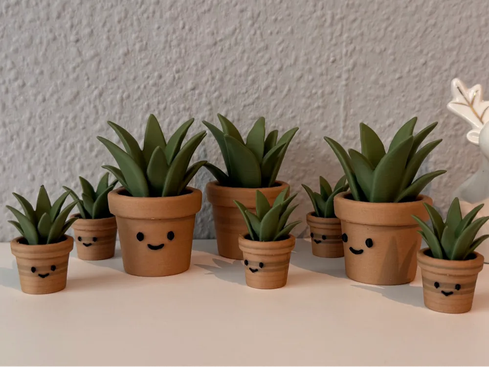 Happy Mini Plants – small 3D decoration - Free 3D Print Model - MakerWorld
