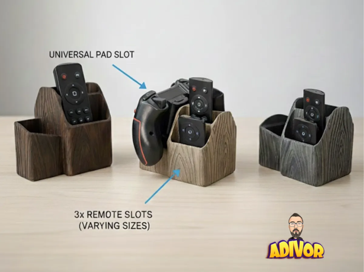 Wood Media Organizer Remote and Controller Stand - Free 3D Print Model ...