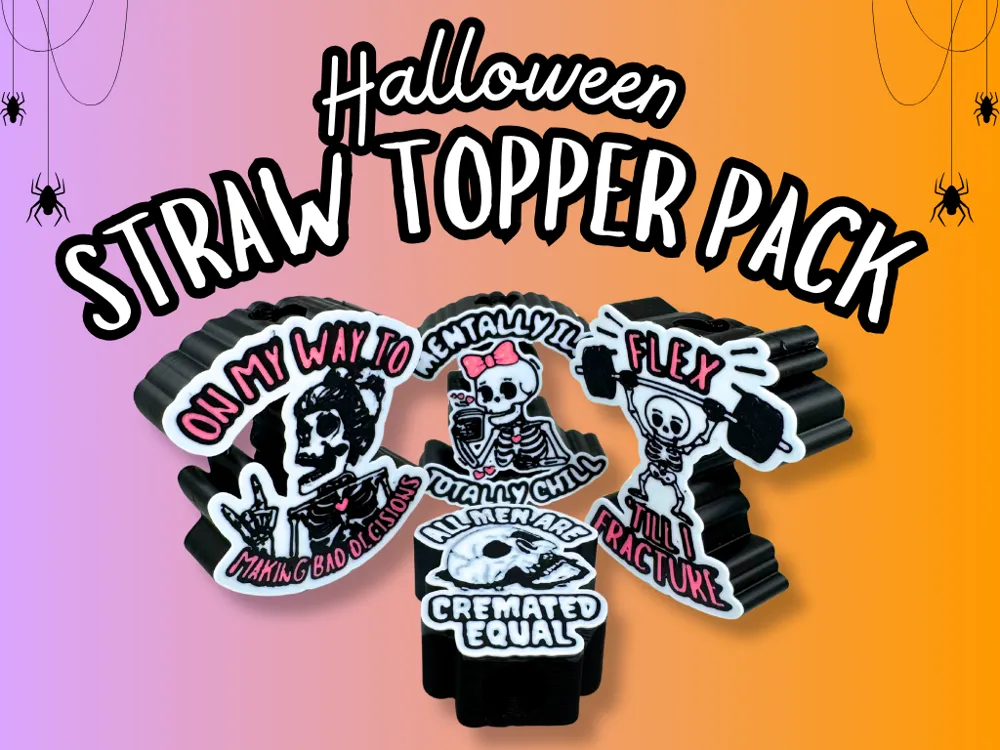 Halloween Skeleton Straw Topper Pack - Free 3D Print Model - MakerWorld