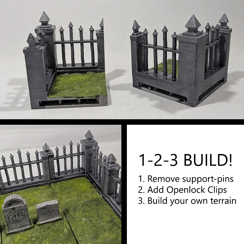 Graveyard fence corner tile (OpenLOCK system) Remixed by Together 3D ...