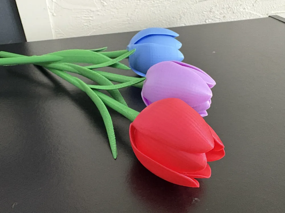 Tulipa con tallo y hojas - Modelo de impresión 3D gratuito - MakerWorld