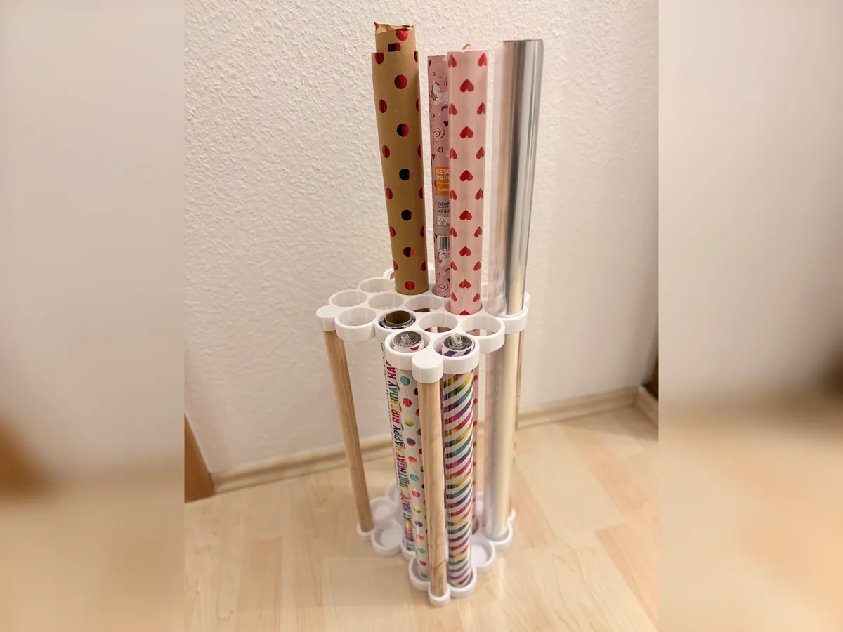 Gift Wrap Stand for 17 Rolls - Free 3D Print Model - MakerWorld