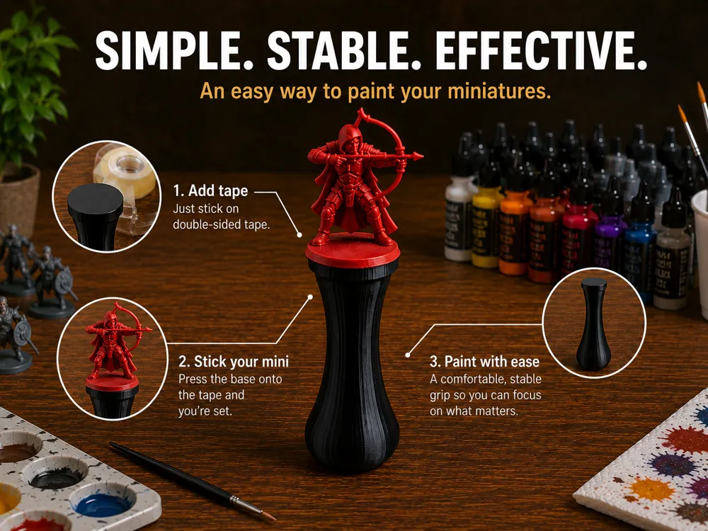 Simple Miniature Painting Handle - Free 3D Print Model - MakerWorld