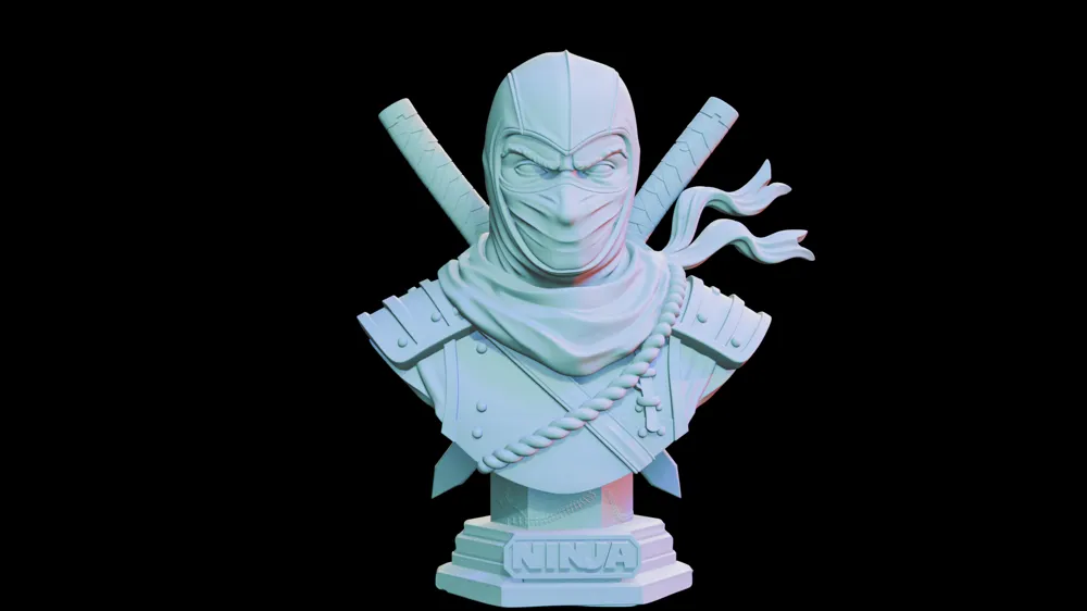 Ninja Warrior Bust: High-Detail Statue - Free 3D Print Model - MakerWorld