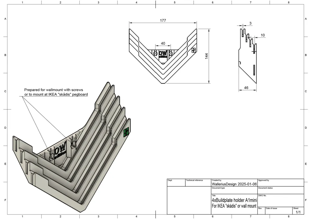 Build plate holder, A1 mini, for IKEA "skådis" - Free 3D Print Model ...