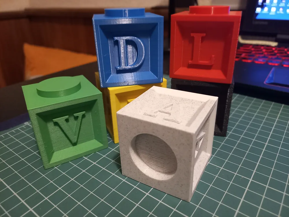 Stackable letter and number cubes (with Croatian, German, and Spanish ...