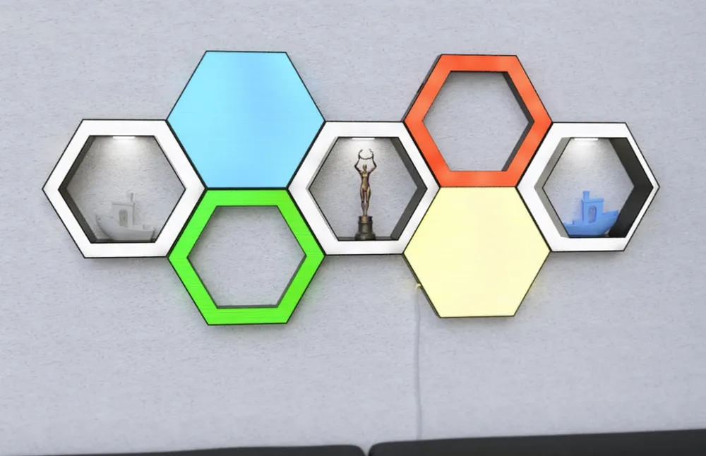 LED Hexagon Panels and Shelfs by FunkyArt MakerWorld: Download Free 3D Models