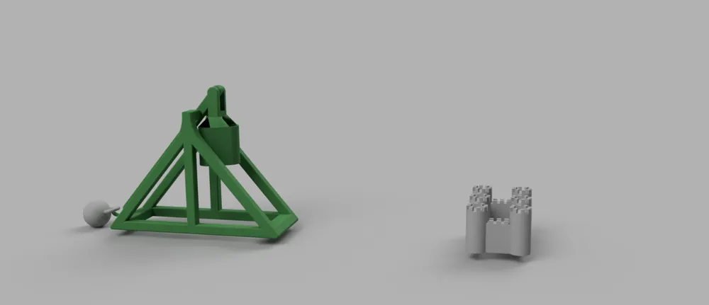 Trebuchet Catapult w Sieged Castle|Print in Place by Novera Studio - MakerWorld