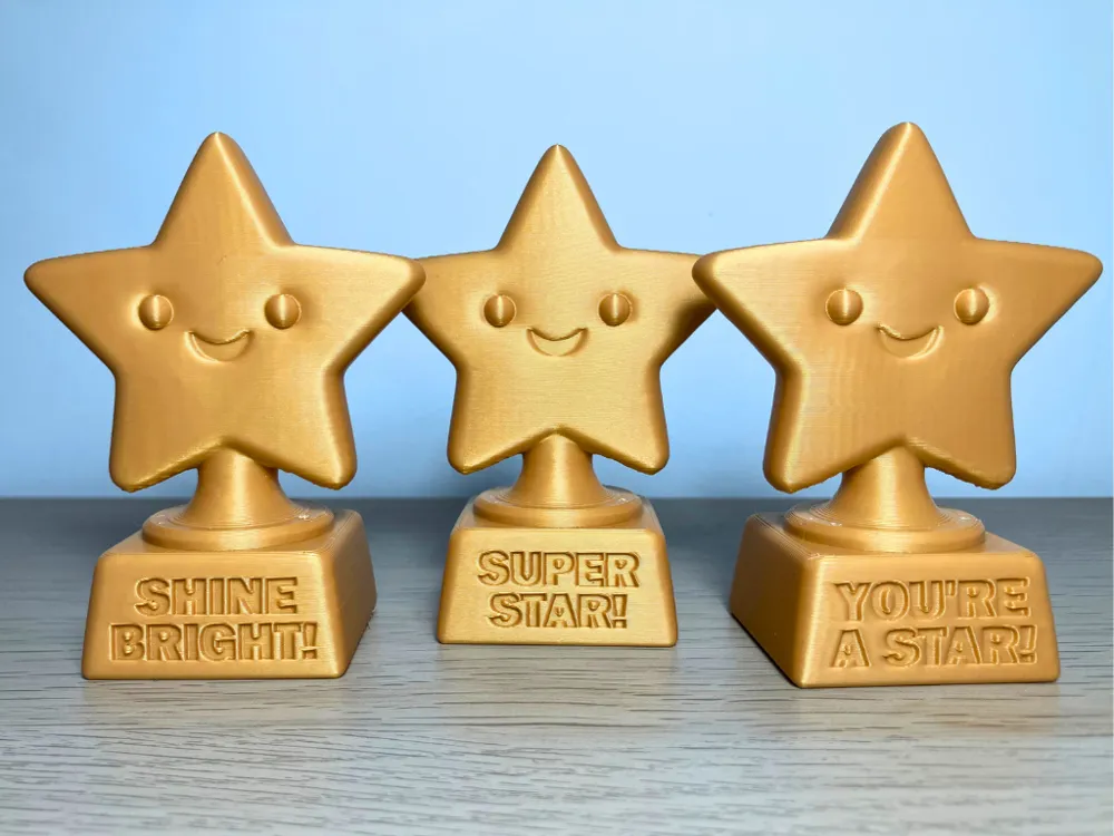 Cute Smiling Star Trophy – Gift of Encouragement - Free 3D Print Model ...