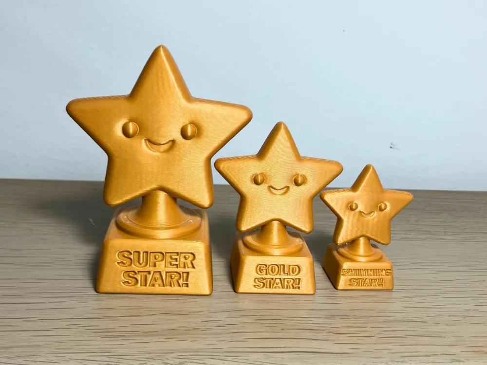 Cute Smiling Star Trophy – Gift of Encouragement - Free 3D Print Model ...