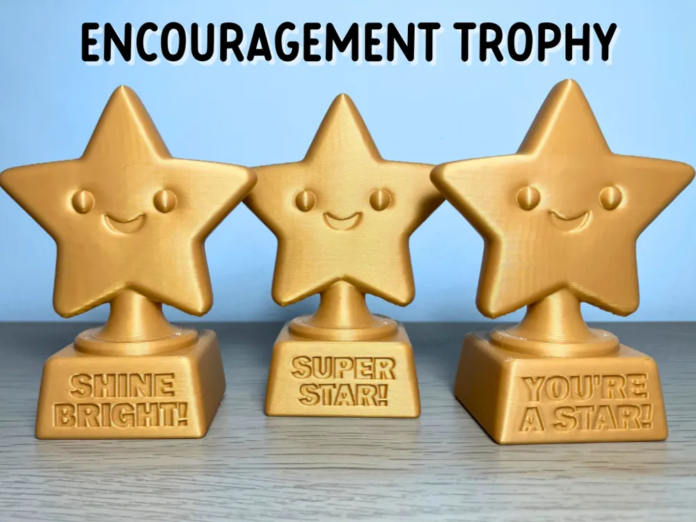 Cute Smiling Star Trophy – Gift of Encouragement - Free 3D Print Model ...