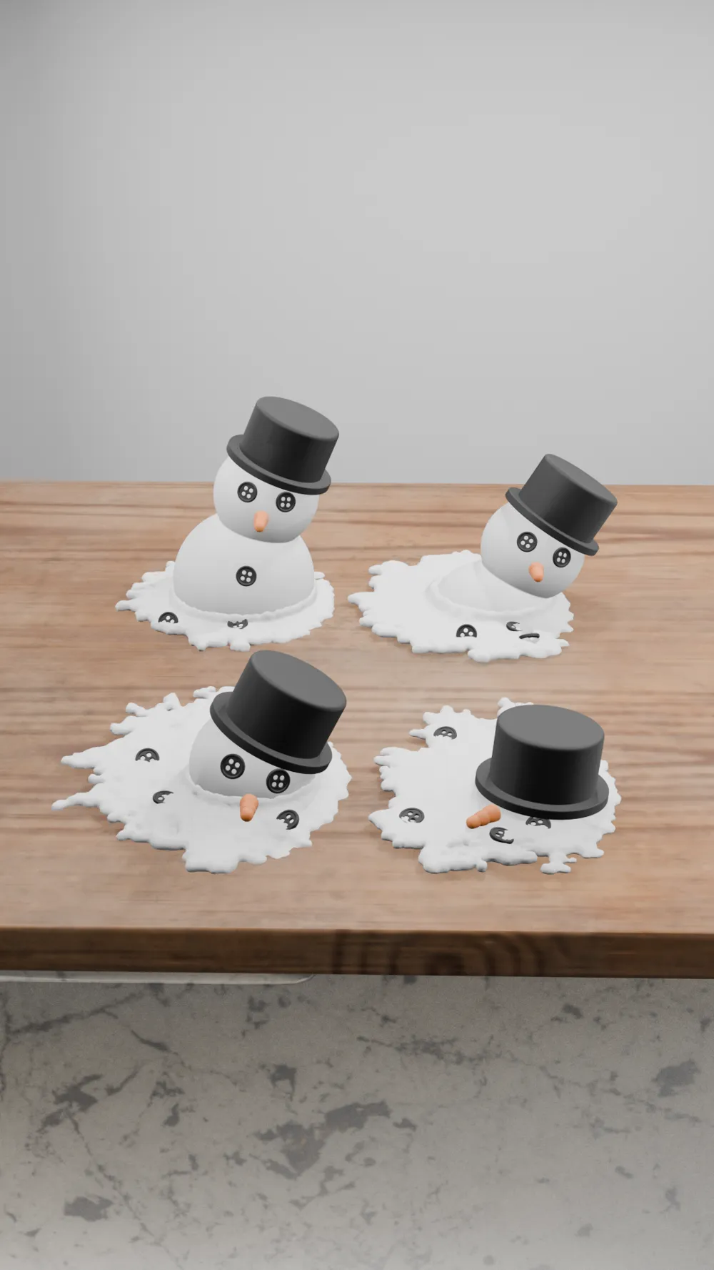 Snowmen in Trouble - Melted Snowmen - Free 3D Print Model - MakerWorld