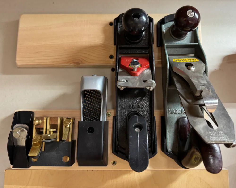 Hand Block Plane and Drywall Rasp Wall Mounts by baldconn - MakerWorld