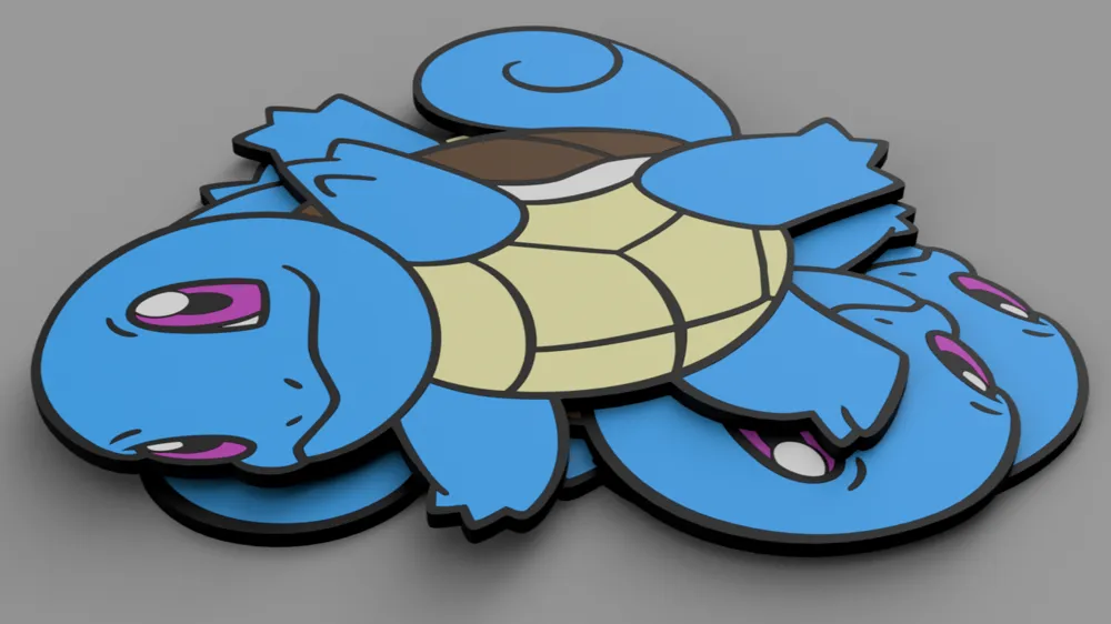 Squirtle Coaster (NO AMS) - Free 3D Print Model - MakerWorld