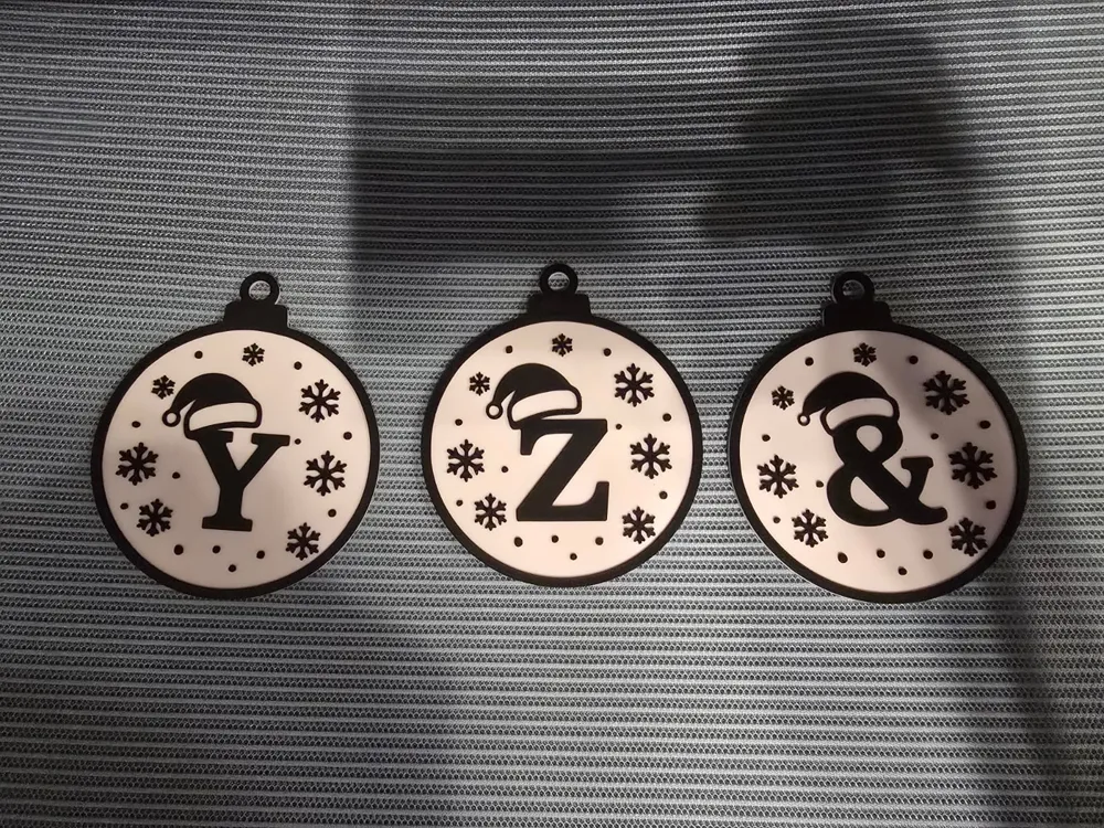 2D - Christmas Ornaments Letters A-Z Alphabet - Free 3D Print Model ...