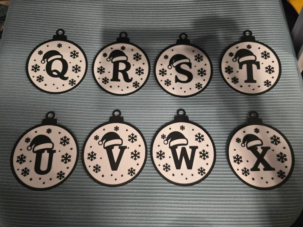 2D - Christmas Ornaments Letters A-Z Alphabet - Free 3D Print Model ...