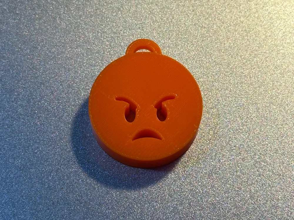 Angry Face Emoji Keychain by LORENZO - MakerWorld