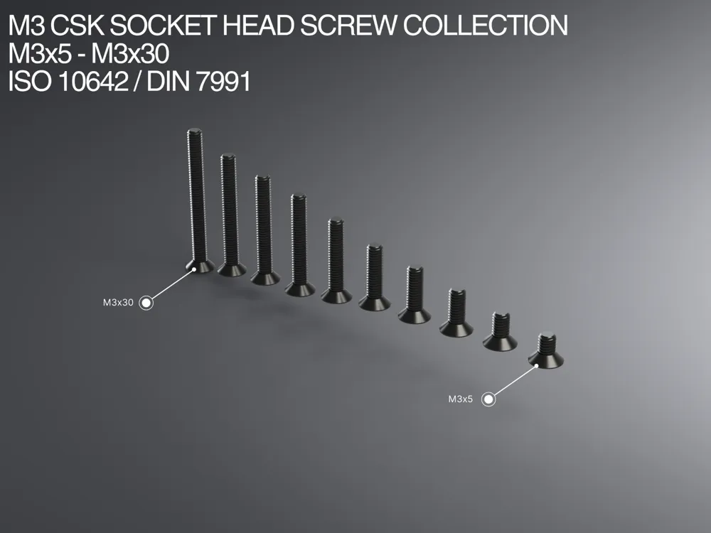 M3 CSK Socket Head Screw Collection M3x6-M3x30 by Tycho Design - MakerWorld
