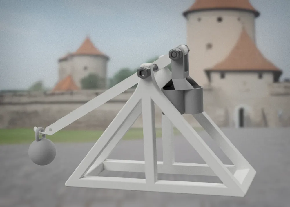 Miniature Catapult Trebuchet | Mechanical Launcher by Novera Studio ...