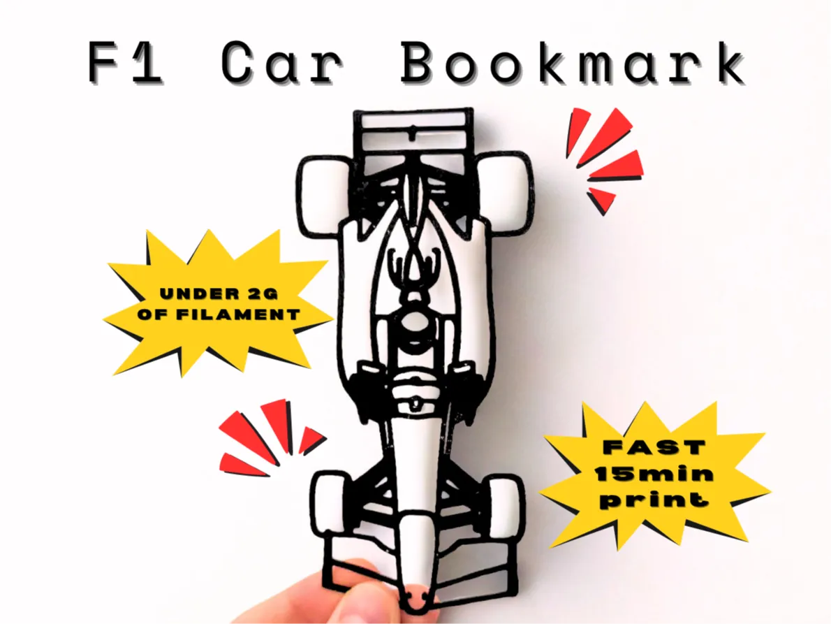 F1 Car Bookmark - Free 3D Print Model - MakerWorld