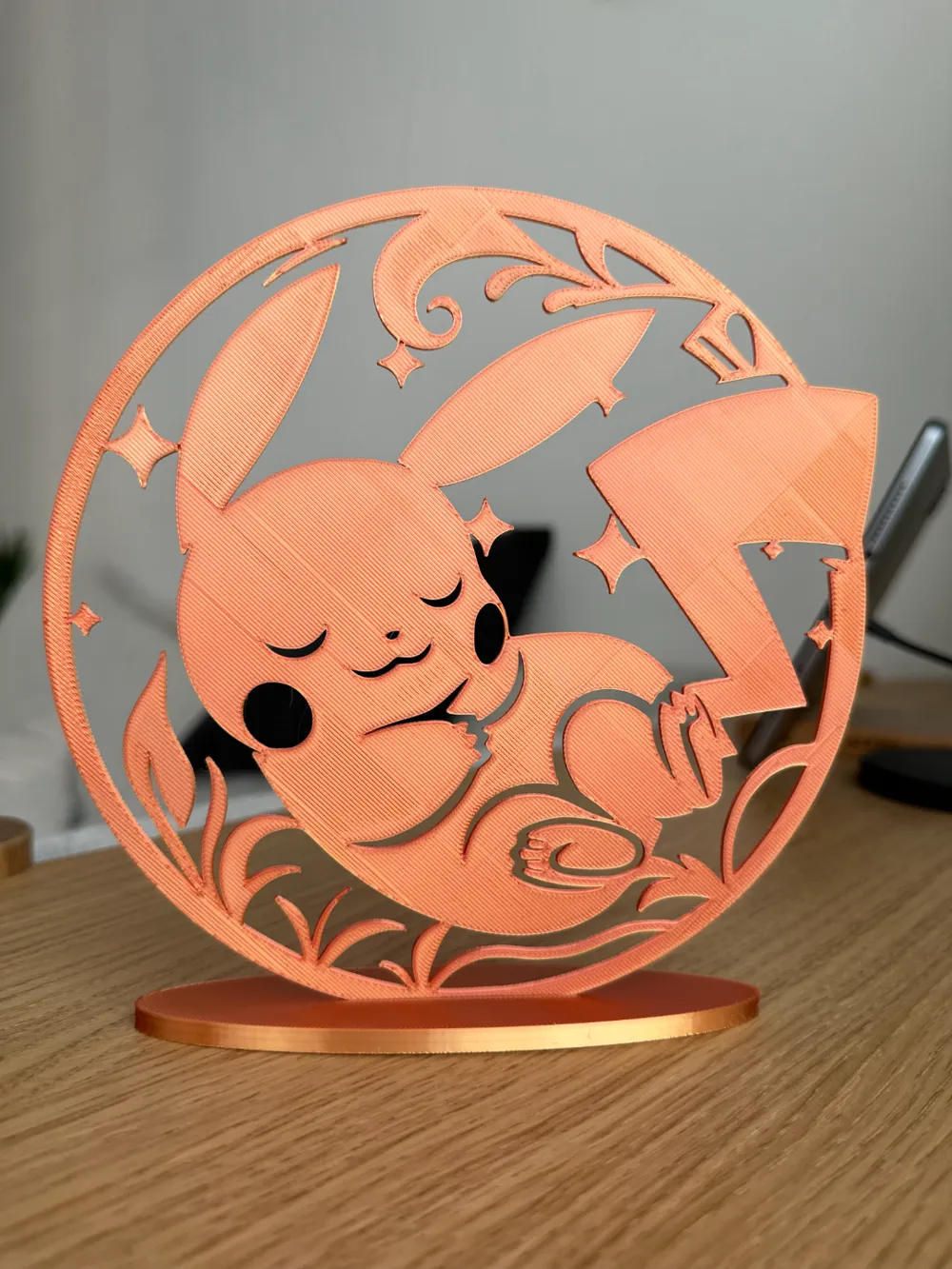 Cute Sleepy Pikachu Pokemon 2D Silhouette Wall Art by BluB - MakerWorld