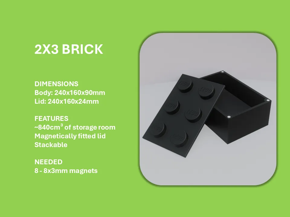 Stackable LEGO_Brick container 1x1-2x1-2x2-2x3 - Free 3D Print Model ...