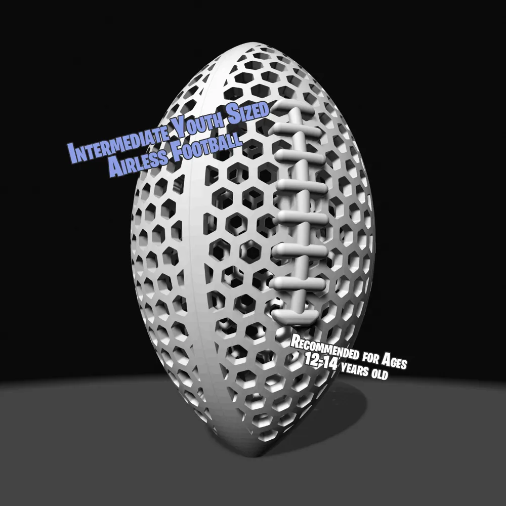 Intermediate Sized Airless Football For ages 12-14 by ZGremlin - MakerWorld