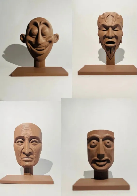 funny face statue (4 faces) by WunderWerk - MakerWorld