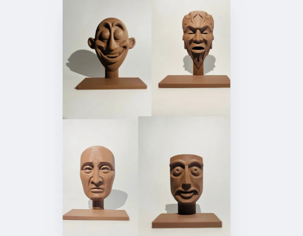 crazy face statue (4 faces) by WunderWerk - MakerWorld