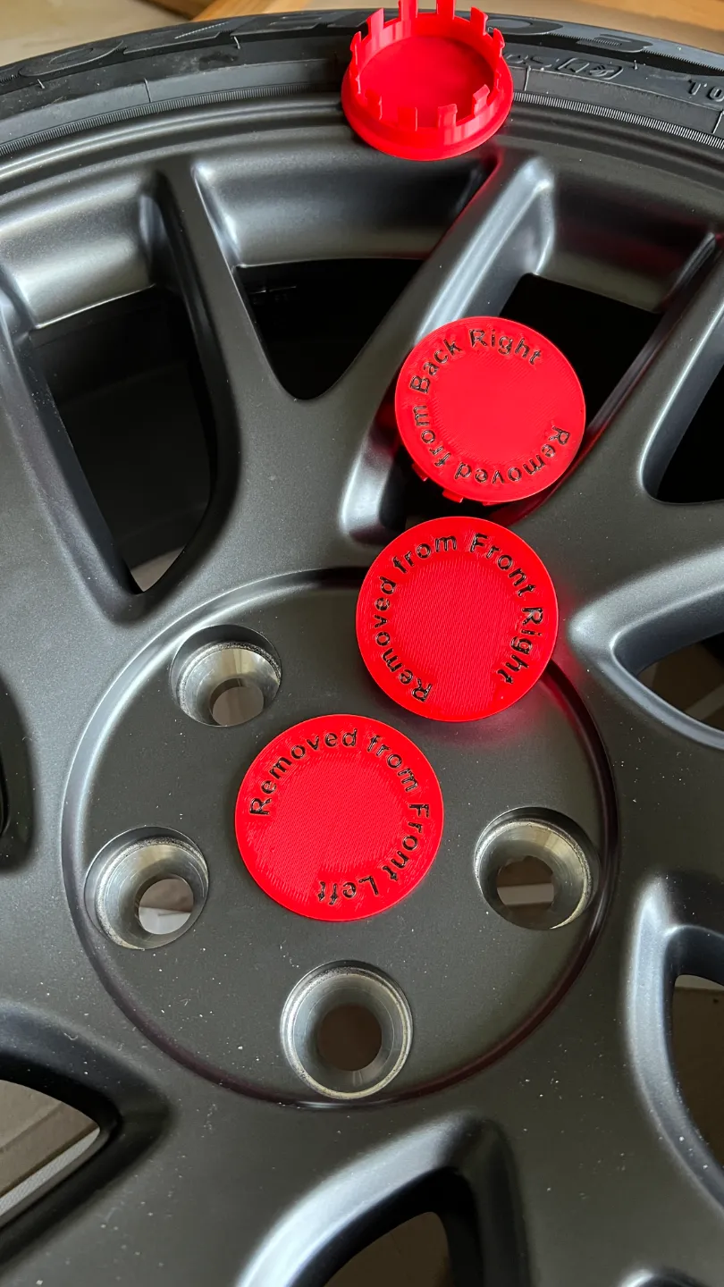Tesla wheel marker hub caps by Marcus Tuck - MakerWorld