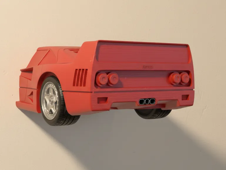 Ferrari F40 Wall Art - Rear View - Free 3D Print Model - MakerWorld