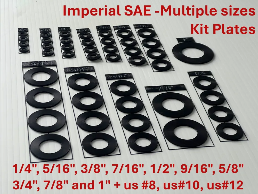 SAE Imperial washers - Multiple Sizes - Kit Plates by SY3D - MakerWorld