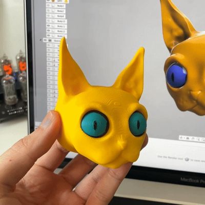 Cat head with shaking eyes Remixed by Mdesign - MakerWorld