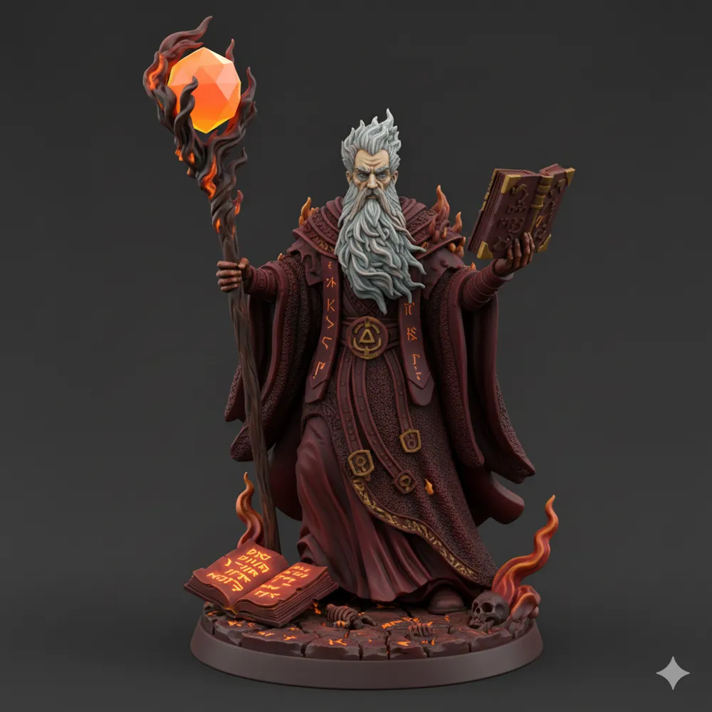 D&D Fire Wizard - Free 3D Print Model - MakerWorld