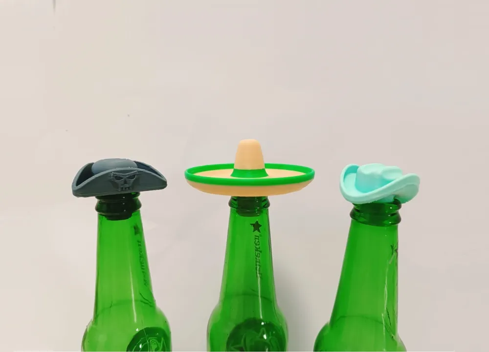 Beer Bottle Top Hats Vol.1 - Free 3D Print Model - MakerWorld