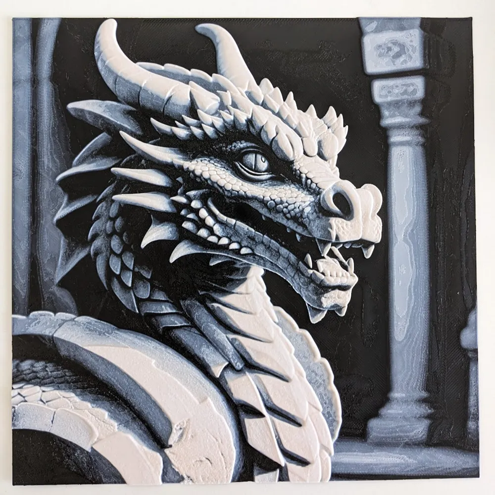 Stone Dragon (Filament Painting) - HueForge by LordBoos - MakerWorld
