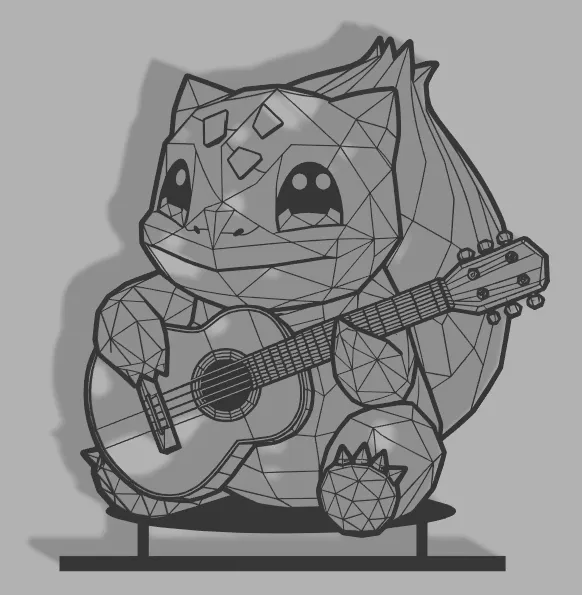 Geometric Low Poly baby Bulbasaur play guitarV.1 by 3DPrintWolf ...