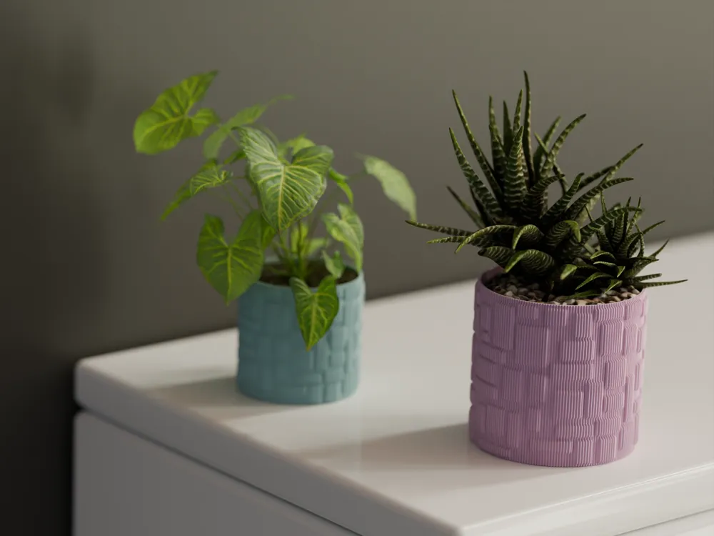 Modern geo art ribbed plant pot Vase diff sizes by HpInvent - MakerWorld