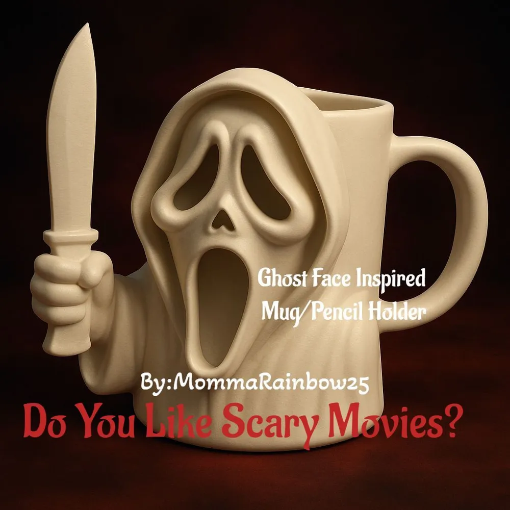 Ghostface Mug/ Pencil Jar - Free 3D Print Model - MakerWorld