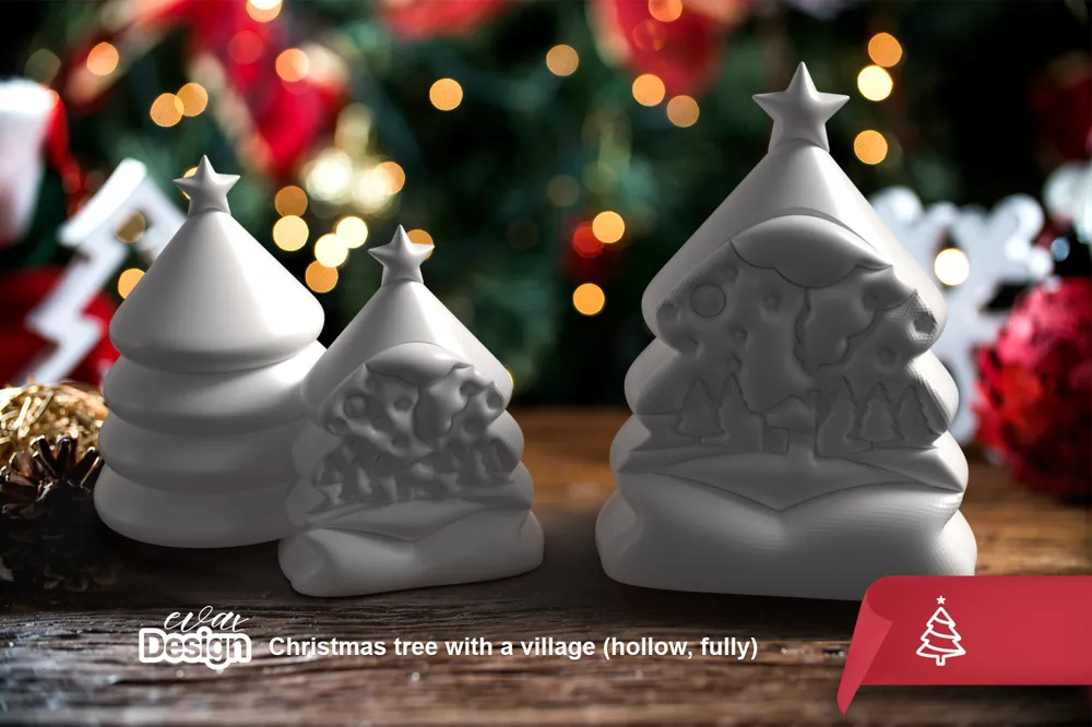 Christmas tree with a village by evax design - MakerWorld