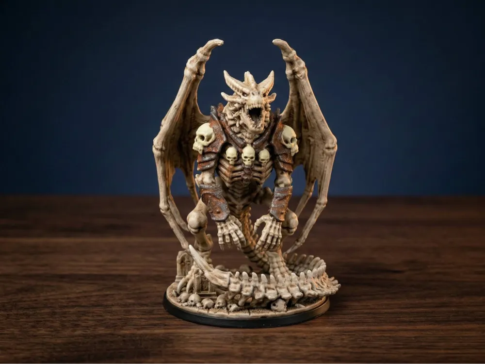 Bone Dragon - Undead Dracolich Tabletop Model - Free 3D Print Model ...